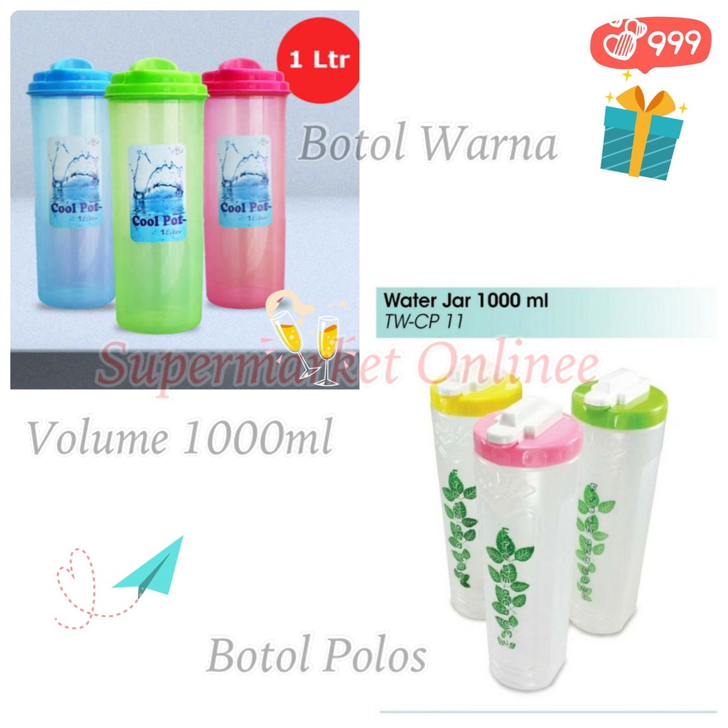 Jual Botol minum Cool Pot Botol Jus Botol Kulkas Plastik Botol Dingin Bahan Tebal 1000ml Tempat ...