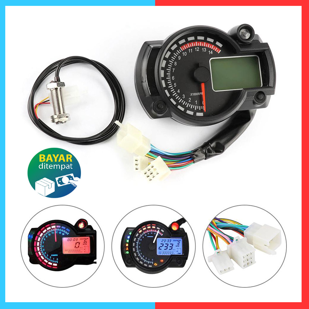 Jual CMZ Racing Odometer Lcd Universal Digit 15000 Rpm Spidometer ...