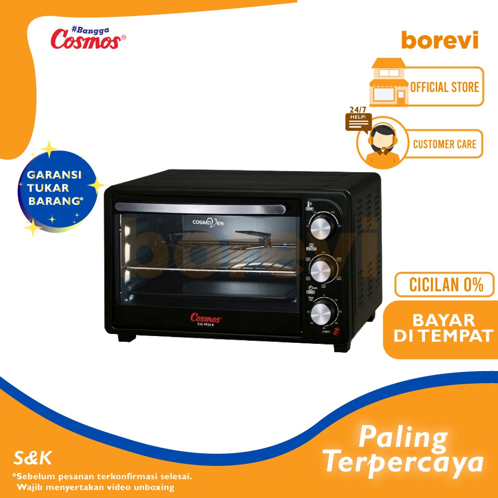 Jual OVEN LISTRIK COSMOS CO - 9923 RB - PANGGANGAN BBQ COSMOS 23 LITER ...