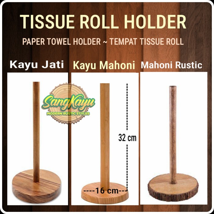 Jual Tempat tissue roll holder paper tempat tisu kayu mahoni jati ...