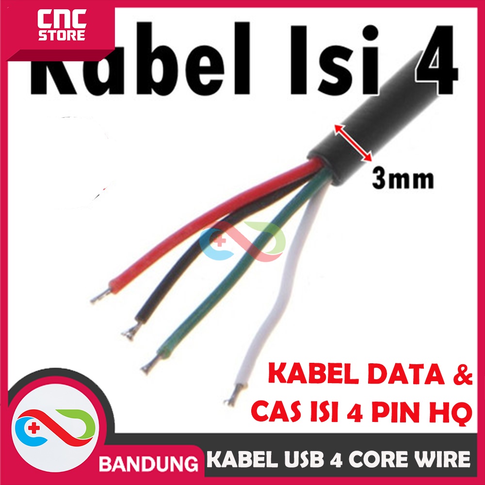 Jual KABEL USB 4 CORE WIRE 4P CABLE DATA DAN CAS ISI 4 PIN HQ PER 1 ...