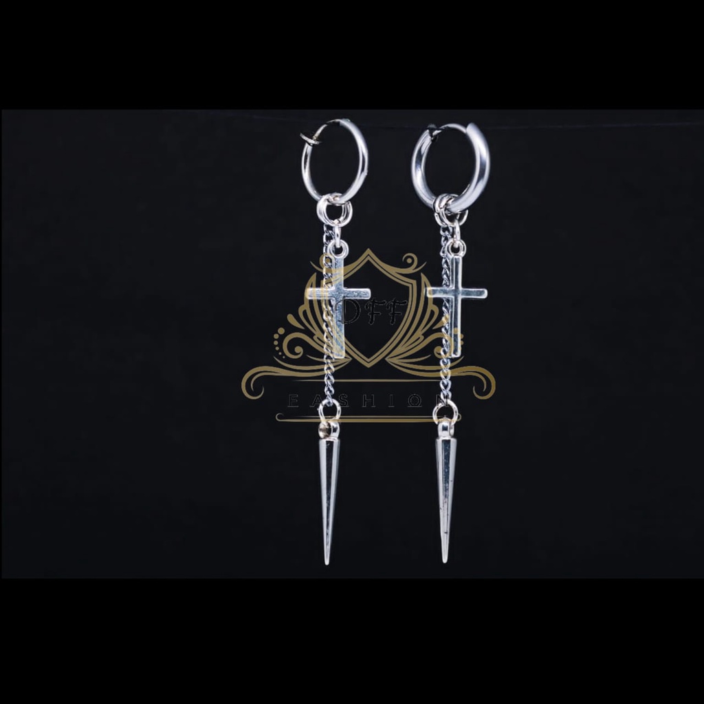 Jual Anting Hoop gantungan model Salib Rantai Anting Jepit dan Tindik ...