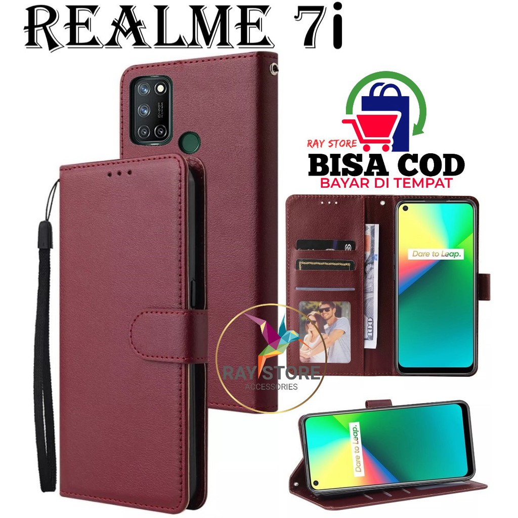 Jual REALME 7i FLIP LEATHER CASE PREMIUM-FLIP WALLET CASE UNTUK REALME ...