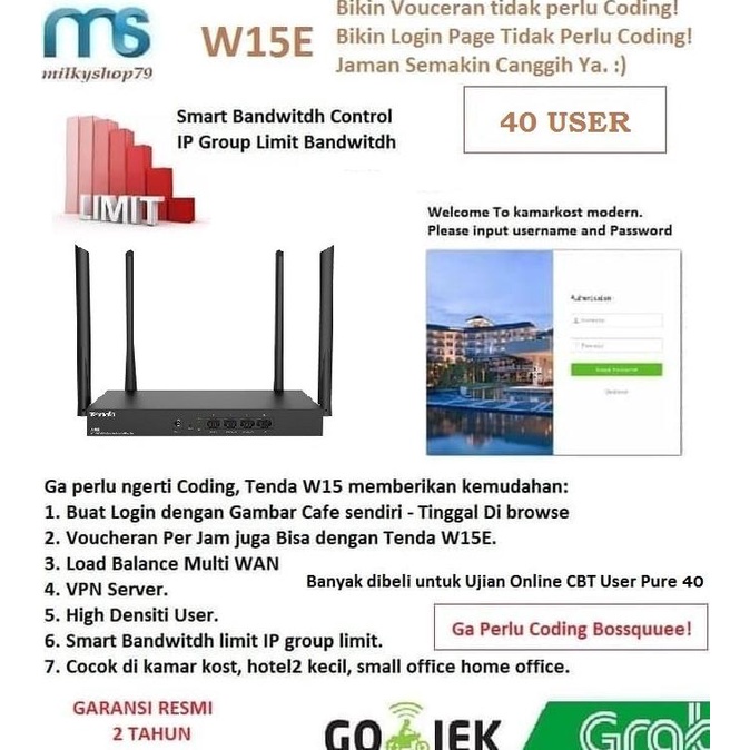 Jual TENDA W15E AC1200 WIreless Router Hotspot Load Balance VPN Portal | Shopee Indonesia