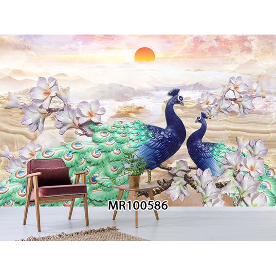 Jual WALLPAPER DINDING MURAL PHOTOWAL DINDING MOTIF BURUNG MERAK CANTIK ...