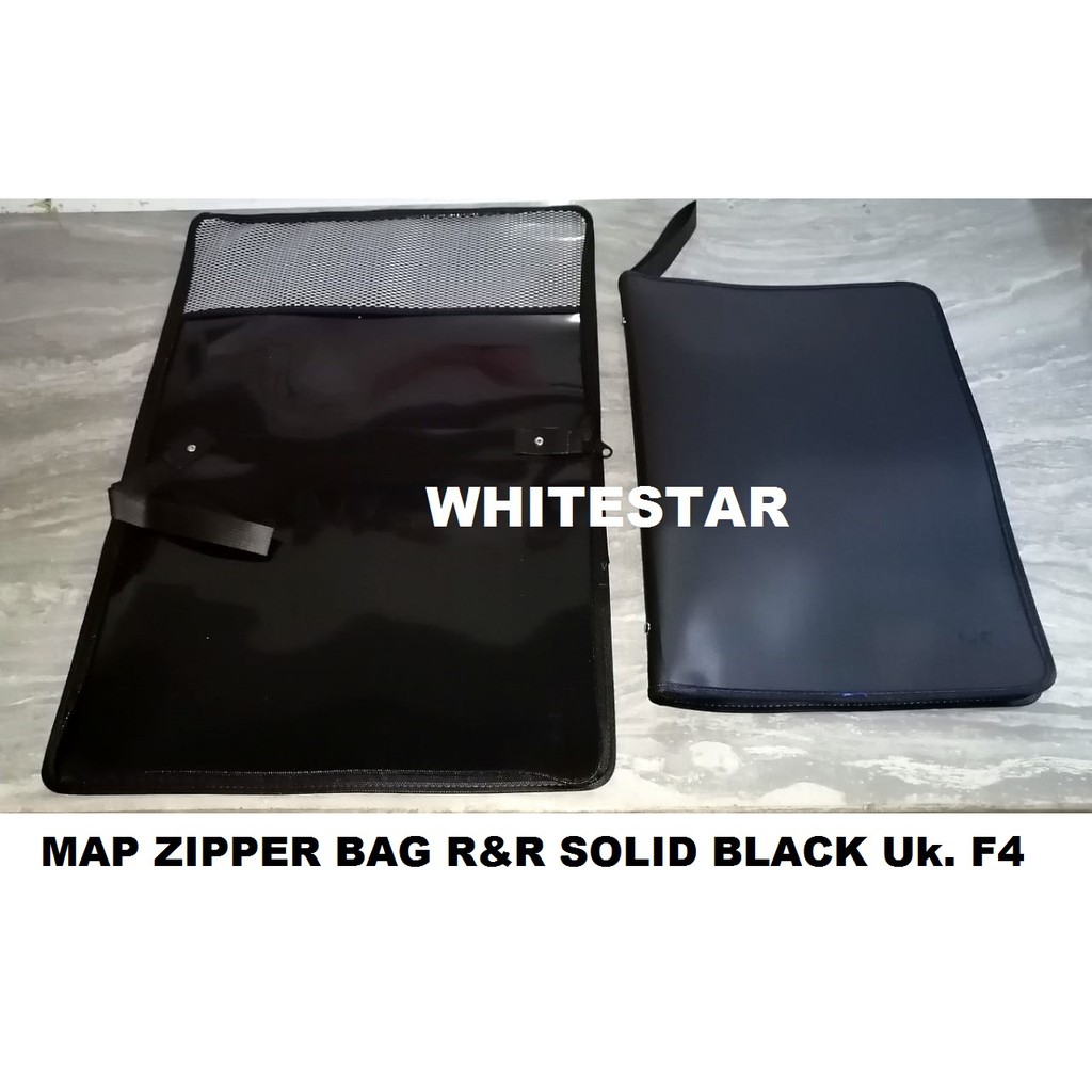 Jual map plastik zipper bag / tas resleting r&r ukuran folio / f4 black ...