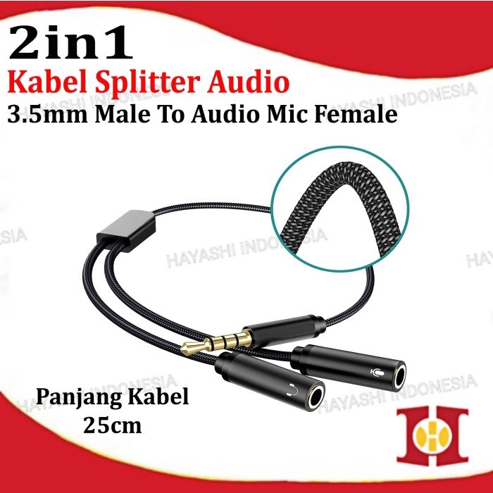 Jual Splitter Cable Kabel 3.5mm TRRS Male to TRS Mic Audio for ...