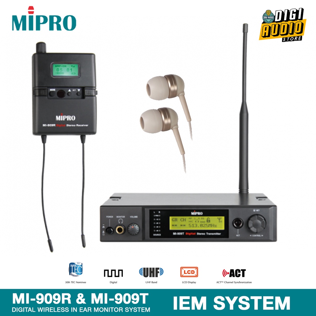 Jual Wireless In Ear Monitor IEM Set MIPRO MI-909R & MI-909T - Receiver ...