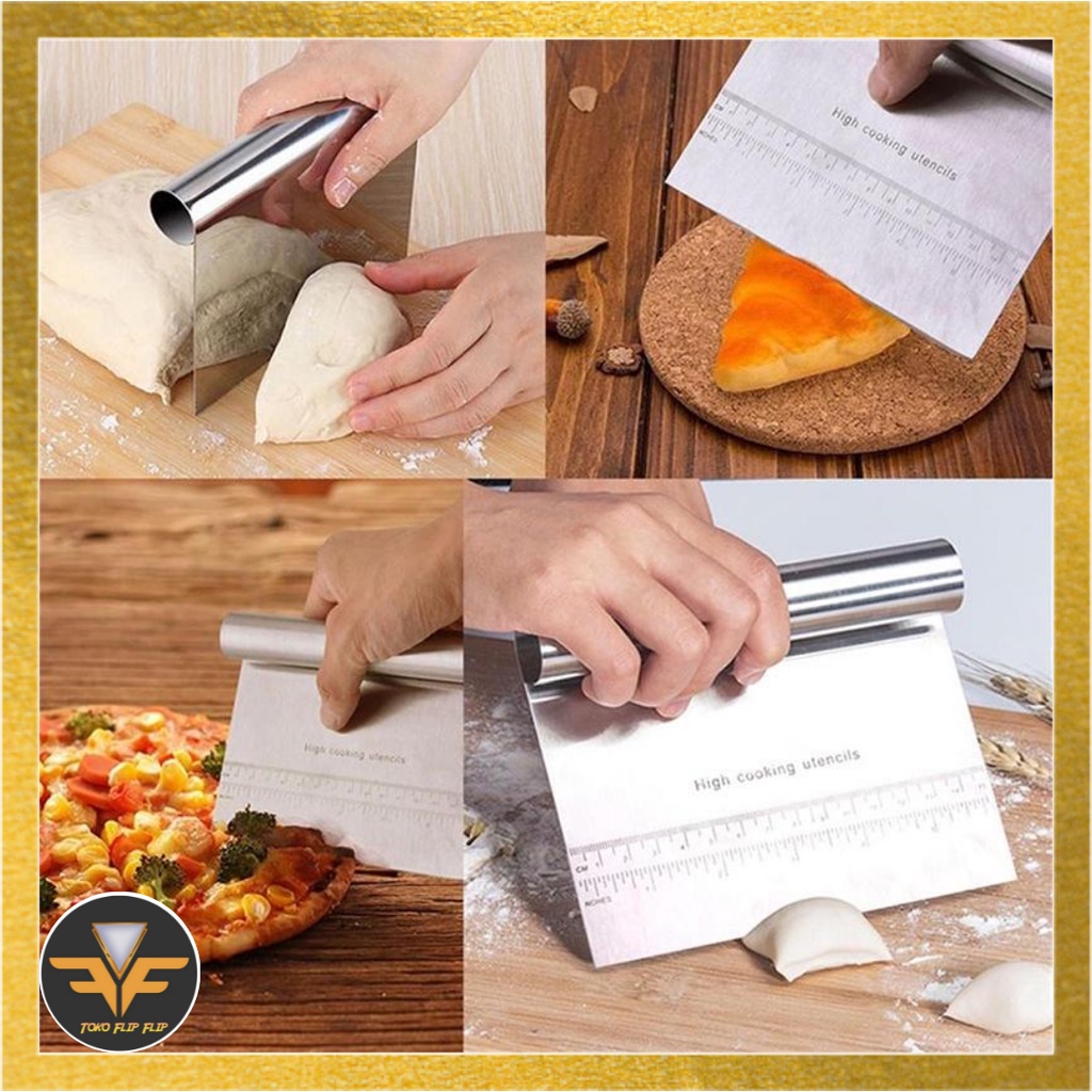 Jual SCRAPER Stainless FONDANT SCRAP KUE PIZZA CHEF CUTTER PISAU BAKERY ...