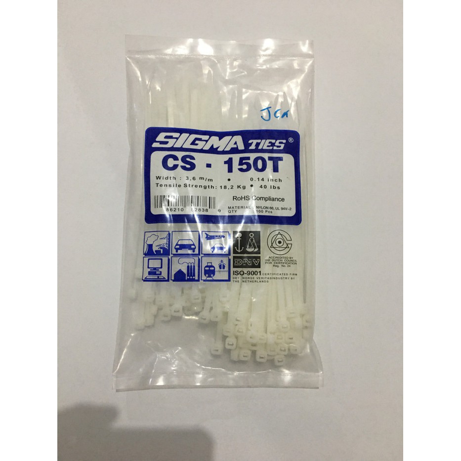Jual kabel ties-kabel tis-cable tis tie cs 150 T putih 15cm sigma cs150T | Shopee Indonesia