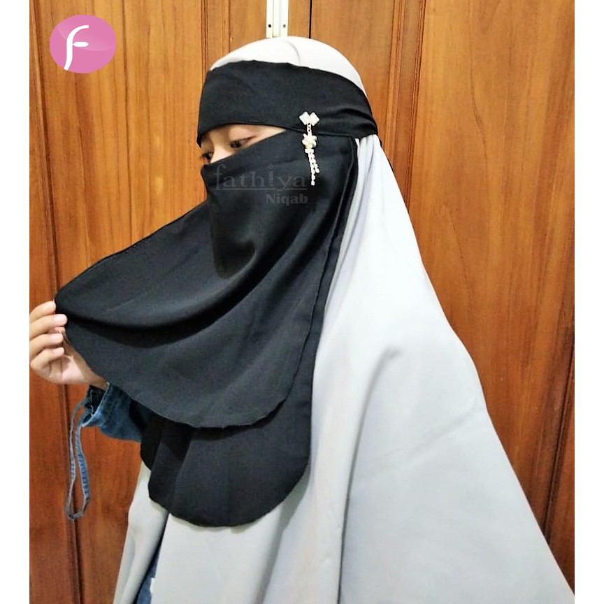 Jual Cadar Bandana 2 Layer Tanpa Jahitan Bawah Mata Plus Bross Fathiya Niqab | Shopee Indonesia