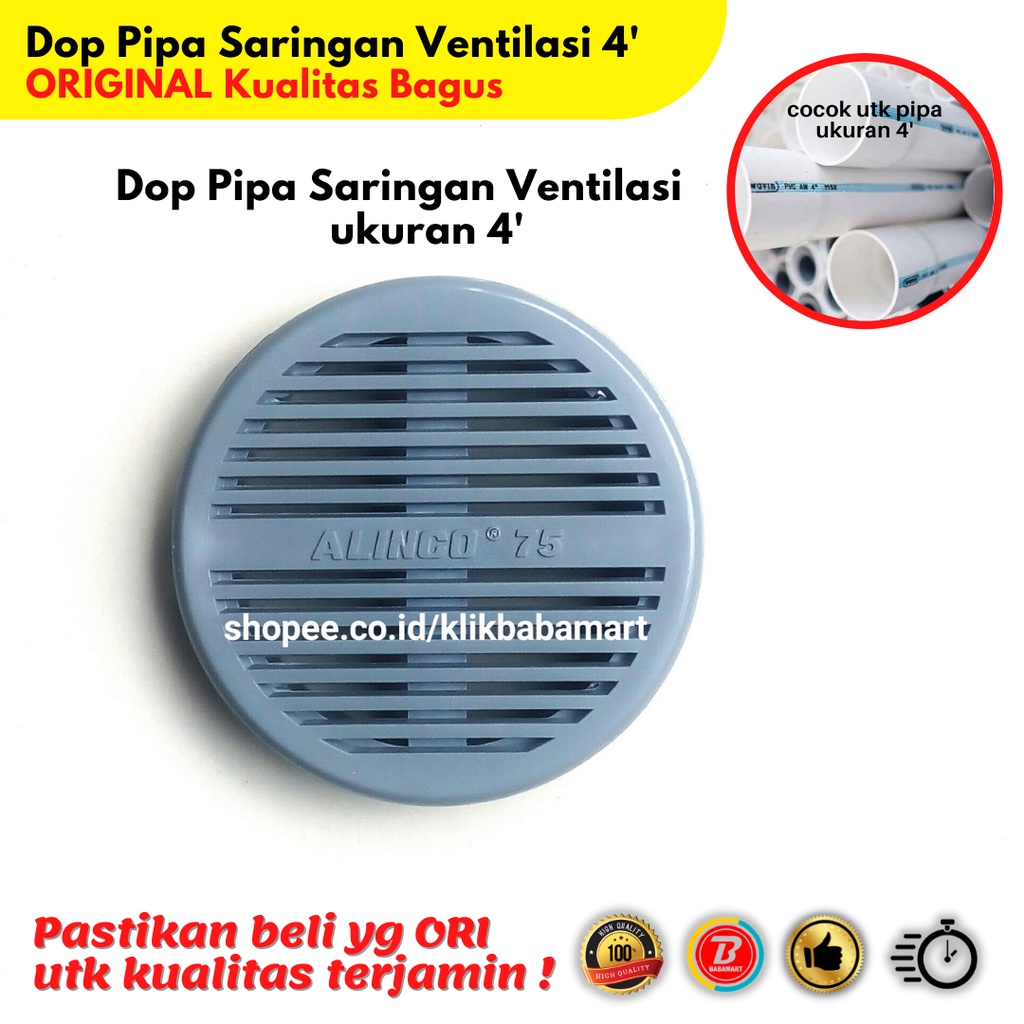 Jual DOP TUTUP PIPA SARINGAN VENTILASI PIPA PVC PARALON WALET 4 INCH ...