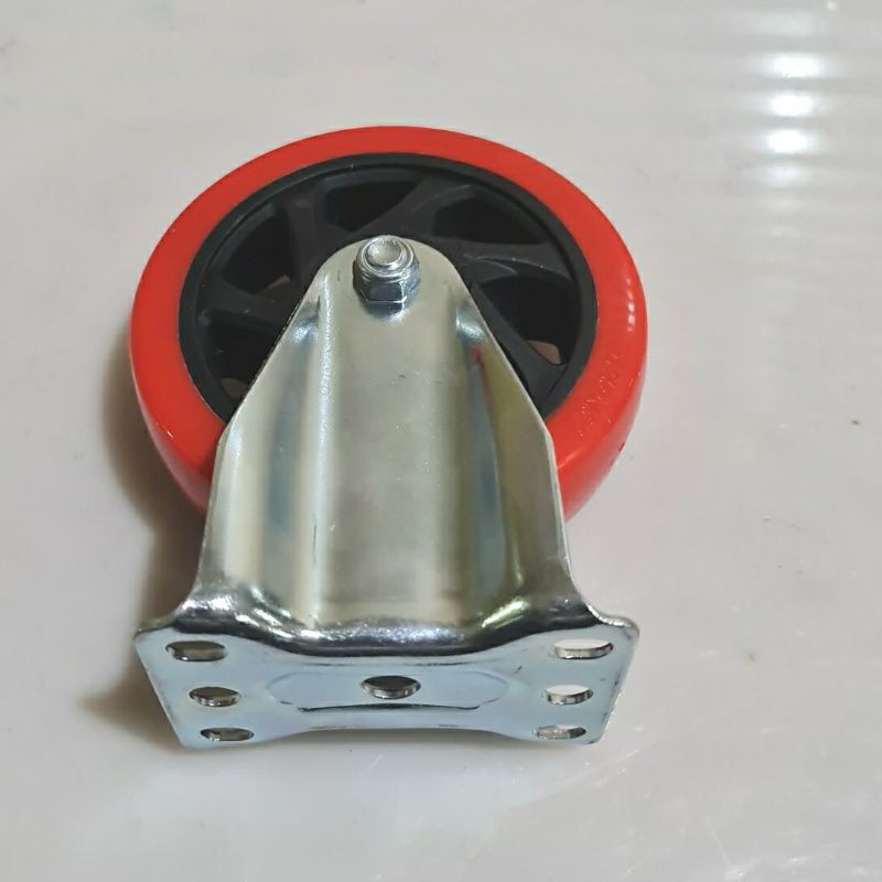 Jual Roda Pu Merah 5 inch ball baering (mati) | Shopee Indonesia