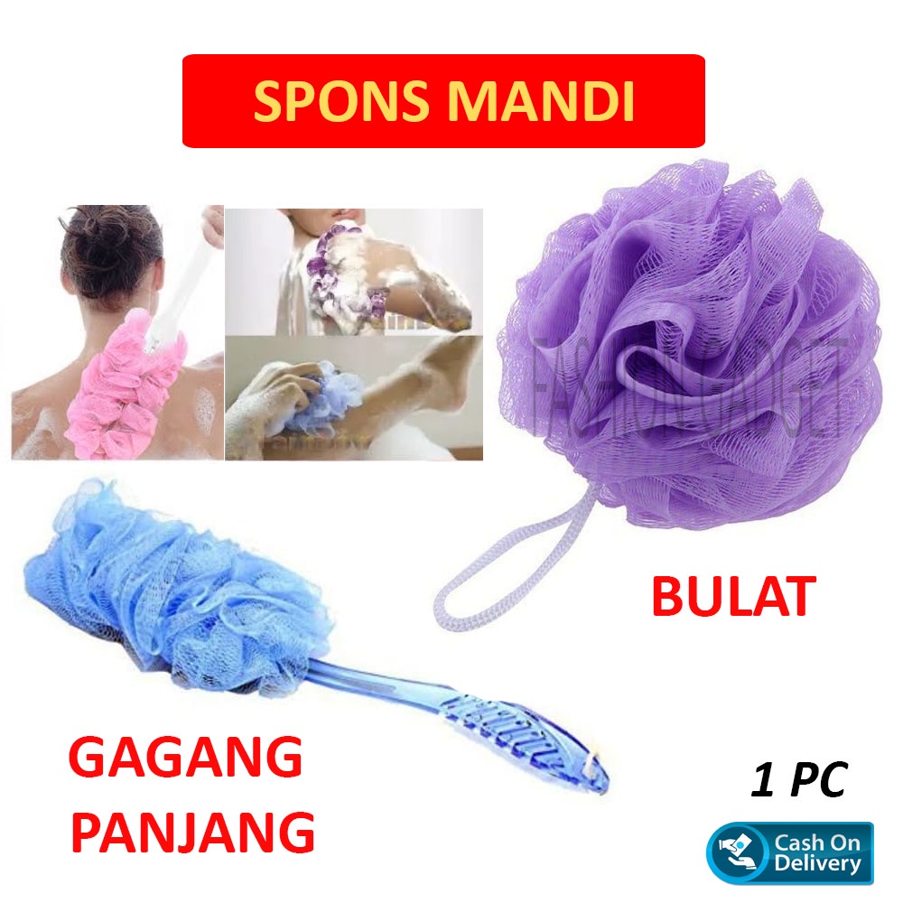 Jual Spon Mandi BULAT / GAGANG PANJANG Karet Busa Spons Mandi Bath ...