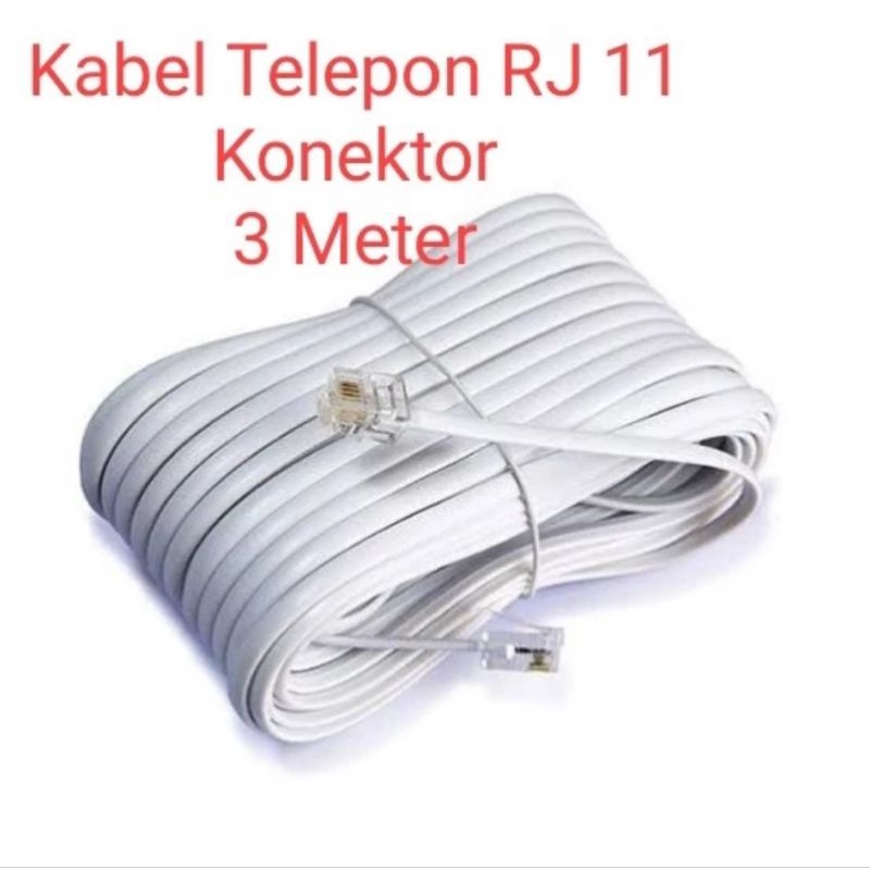 Jual KABEL LINE TELEPON RJ 11 KONEKTOR 3 METER CABLE | Shopee Indonesia