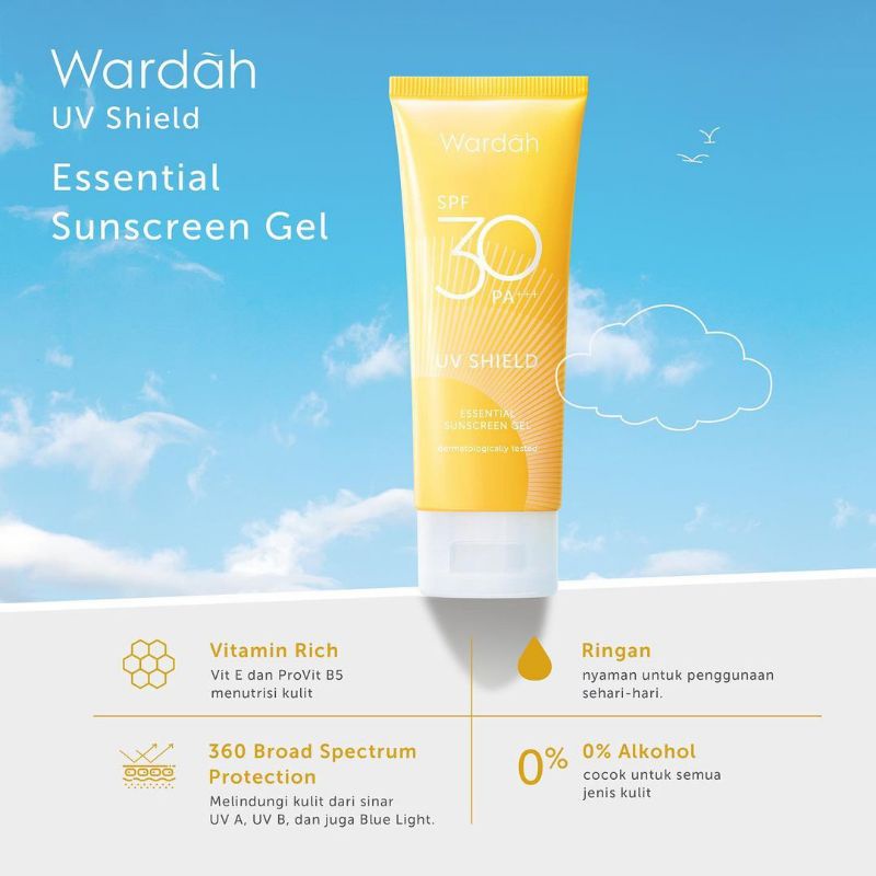 Jual Wardah UV Shield Essential Sunscreen Gel SPF 30 PA +++ 40 ml | Shopee Indonesia