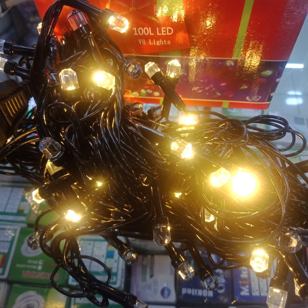 Jual Lampu Natal / Lampu Tumblr LED Kabel Hitam (F8) Warm White 10 ...