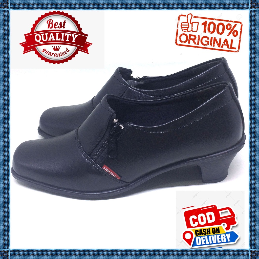 Jual Sepatu Wanita Formal Kerja Sekolah Resleting / Pantofel Semi Boots ...
