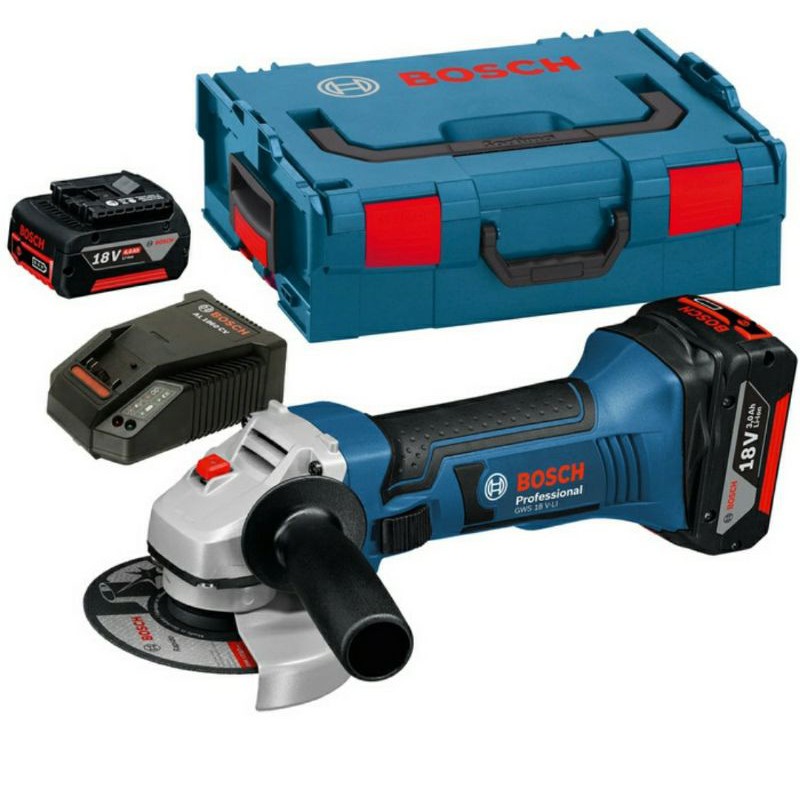 Jual Mesin Gerinda Baterai Cordless Bosch GWS 18 V- Li Komplit Set plus ...