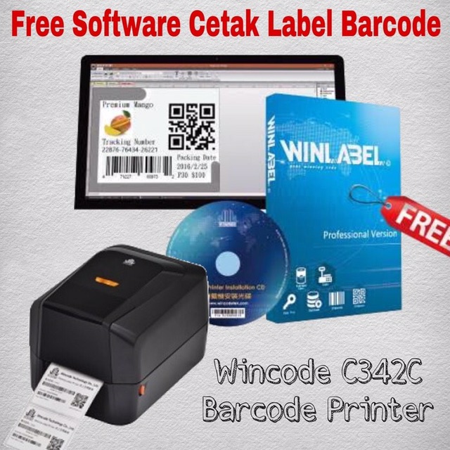 Jual BARCODE PRINTER WINCODE C342C THERMAL TRANSFER/RIBBON BONUS ...