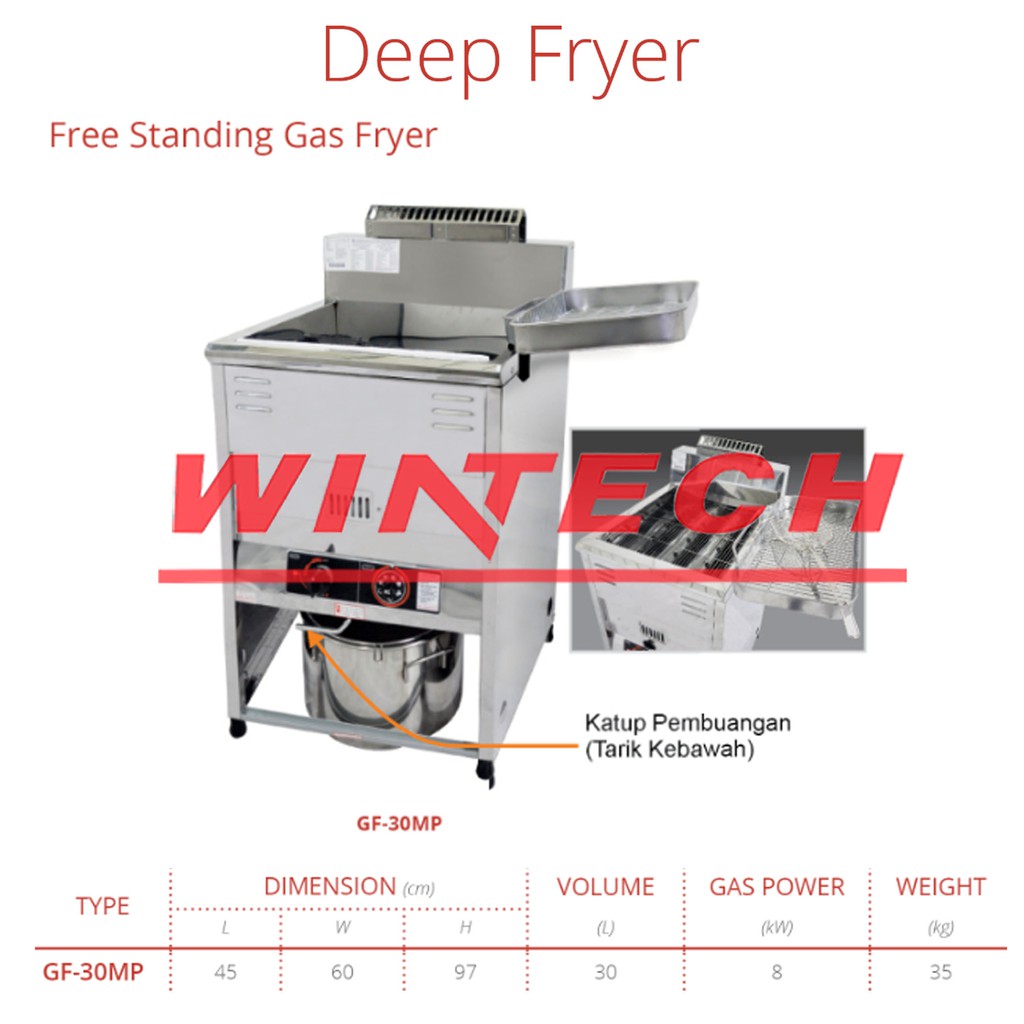 Jual Getra GF-30MP Free Standing Gas Deep Fryer Kapasitas 30 Liter ...