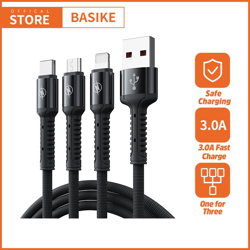 Jual 3A Untuk Iphone / Android Kabel Data USB 3 in 1 Fast Charger iOS ...