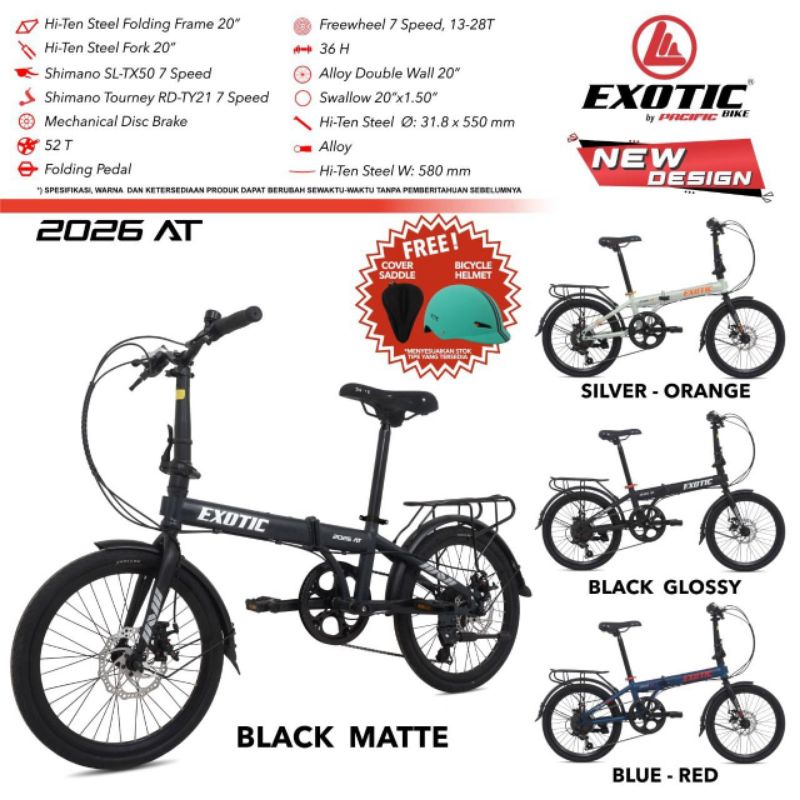 Jual Sepeda Lipat 20 Exotic ET 2026 AT 7 Speed Shimano Free Helm Cover ...