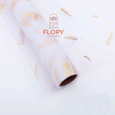 Jual [50 cm x 5 Yard] 1 Roll Mesh Jaring Motif Daun Gold / Jaring Kecil ...