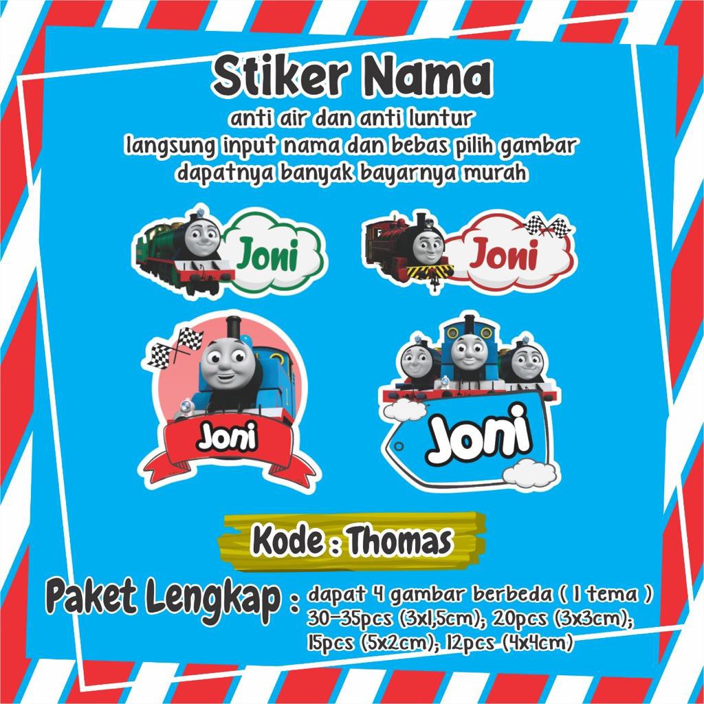 Jual Stiker Custom Label Nama Karakter Thomas / Truck / Tsum Tsum ...