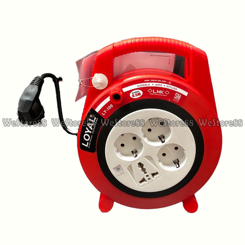 Jual Colokan sambung stop kontak kabel roll extention 6.5M WEO IK0119 ...