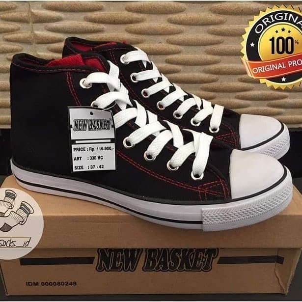 Jual Sepatu NB New Basket Hitam Putih Merah (Sepatu Sekolah Warior ...