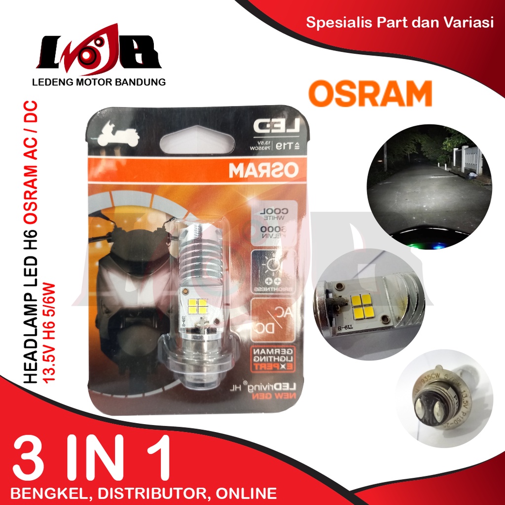 Jual T19 Osram AC DC Led M5 Lampu Motor H6 K1 12v PnP Hi Low 6000K Putih | Shopee Indonesia
