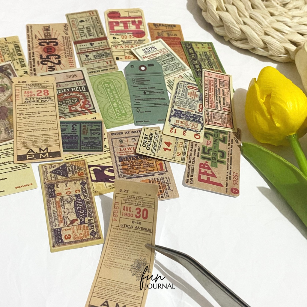 Jual VINTAGE TICKET STICKER STIKER FLAKES PACK UNTUK JOURNAL JURNAL ...