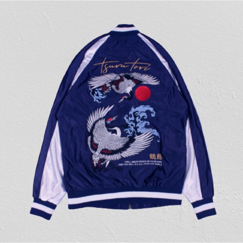 Jual Jaket Sukajan Murayama - Tsuru Tori Vol 2 - Biru putih | Shopee ...