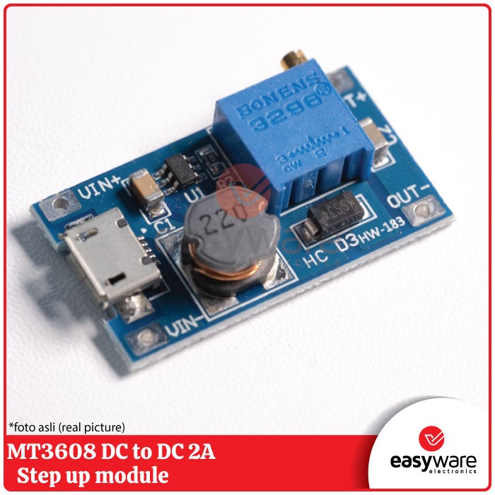 Jual W201 Mt3608 Step Up Adjustable Dc To Dc Modul - Dengan Microusb Ds011R3 | Shopee Indonesia