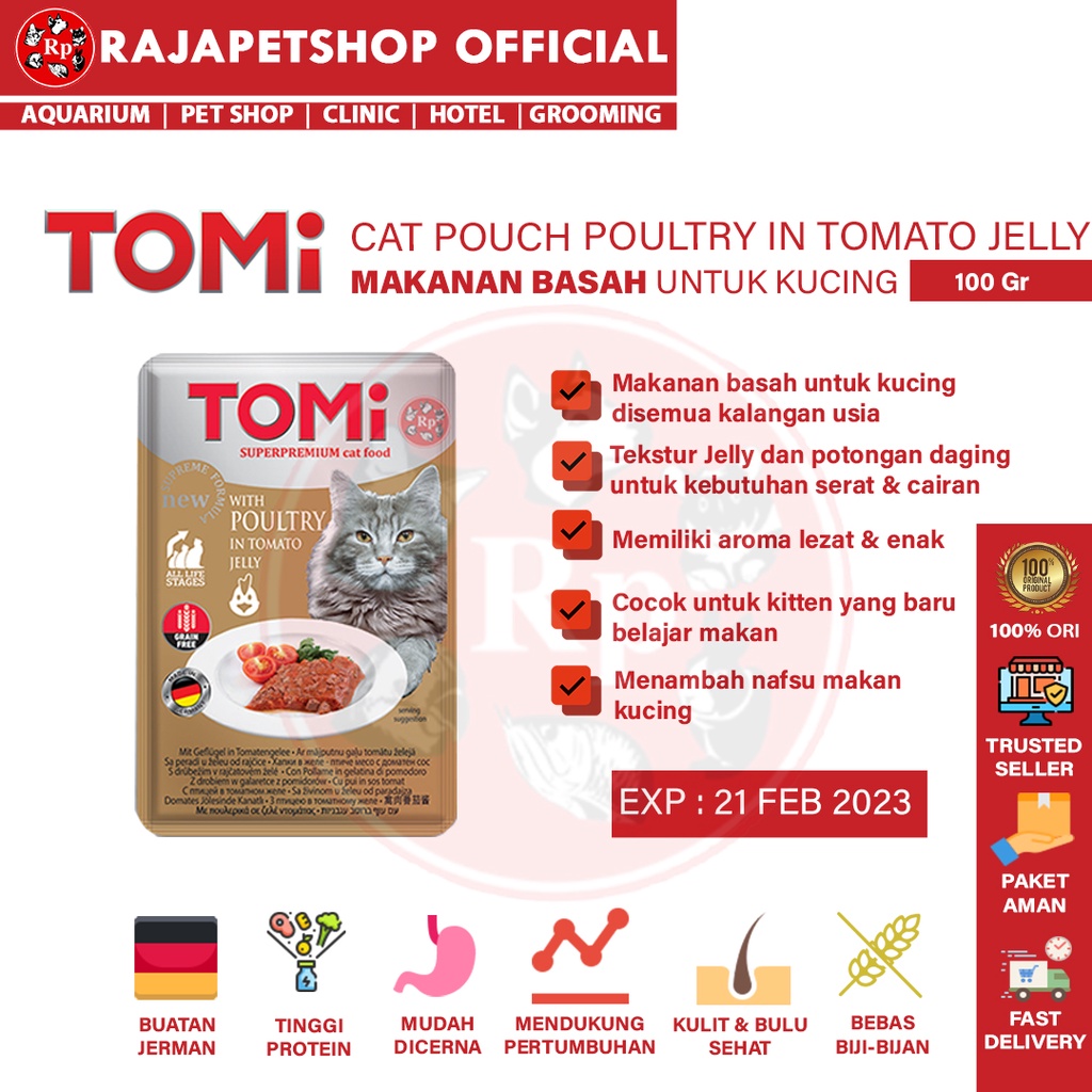 Jual TOMI CAT POUCH POULTRY IN TOMATO MAKANAN BASAH KUCING DEWASA KECIL ...