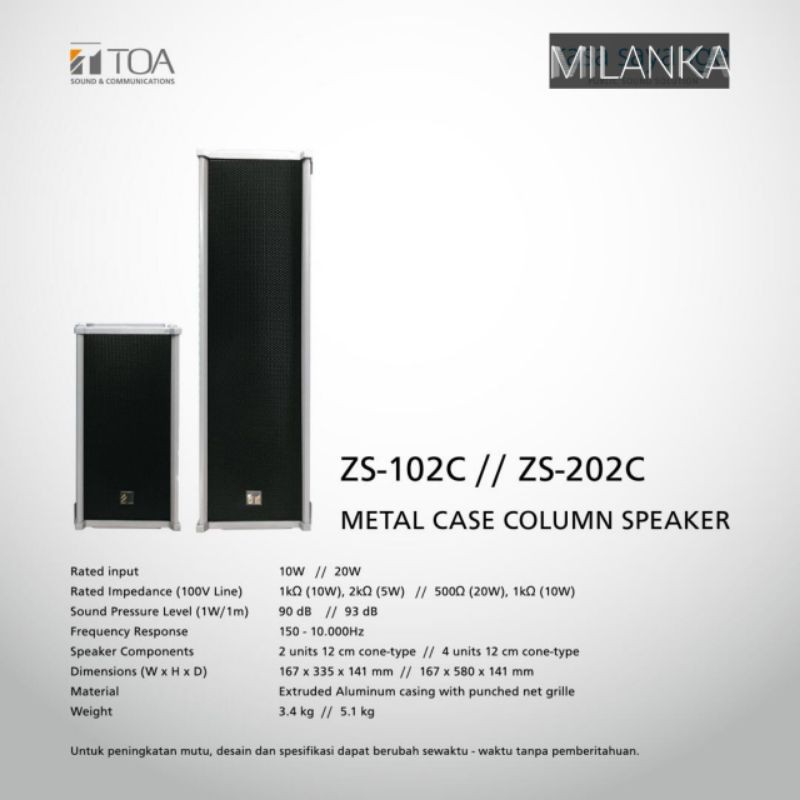 Jual speaker Coloum TOA ZS-202C Original TERBAIK | Shopee Indonesia
