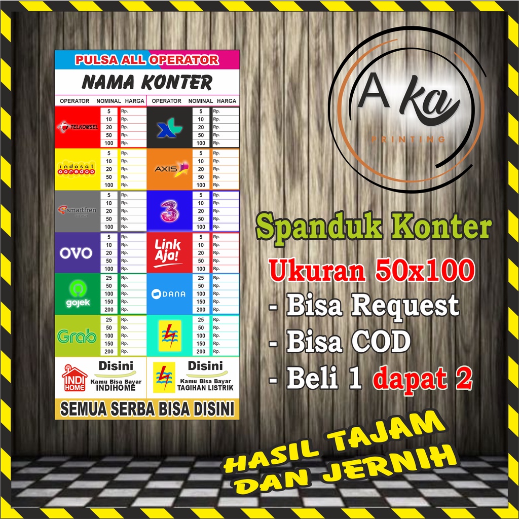 Jual SPANDUK KONTER PULSA BANNER DAFTAR HARGA | Shopee Indonesia