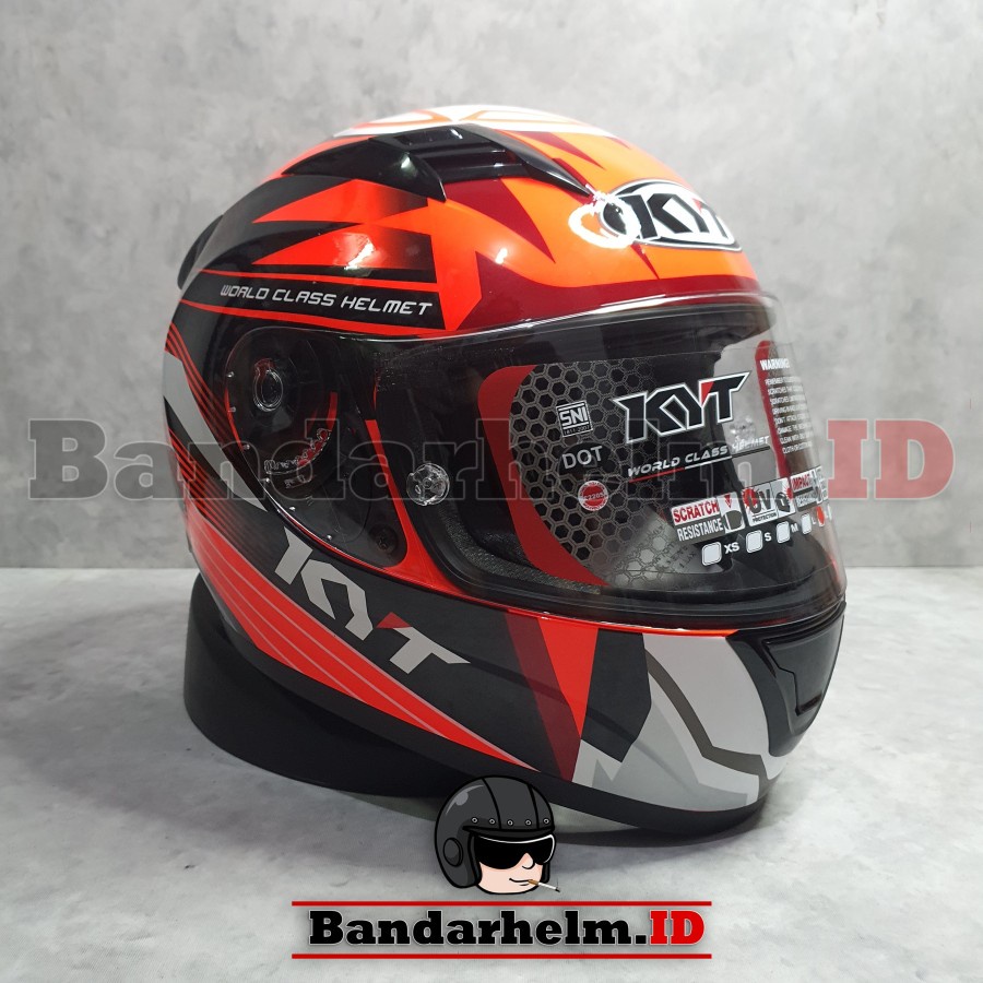 Jual Helm Fullface KYT R10 Motif Race Edition Rosamonte Orange / Black ...