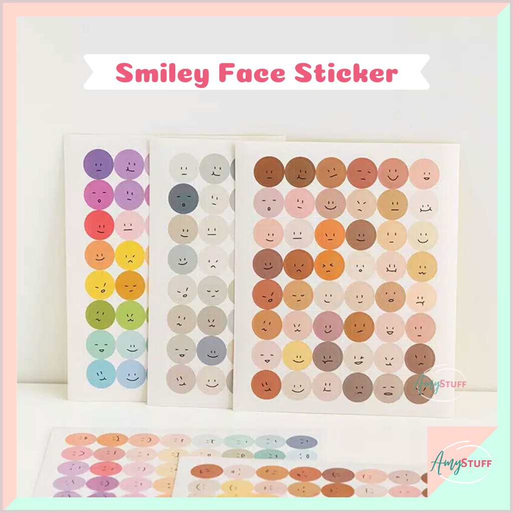 Jual Sticker Smiley Face - Stiker Emoji Round Scrapbook DIY | Shopee ...