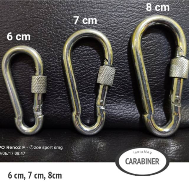 Jual carabiner 6 cm 7 cm 8 cm 9 cm 10 cm / karabiner besi ...