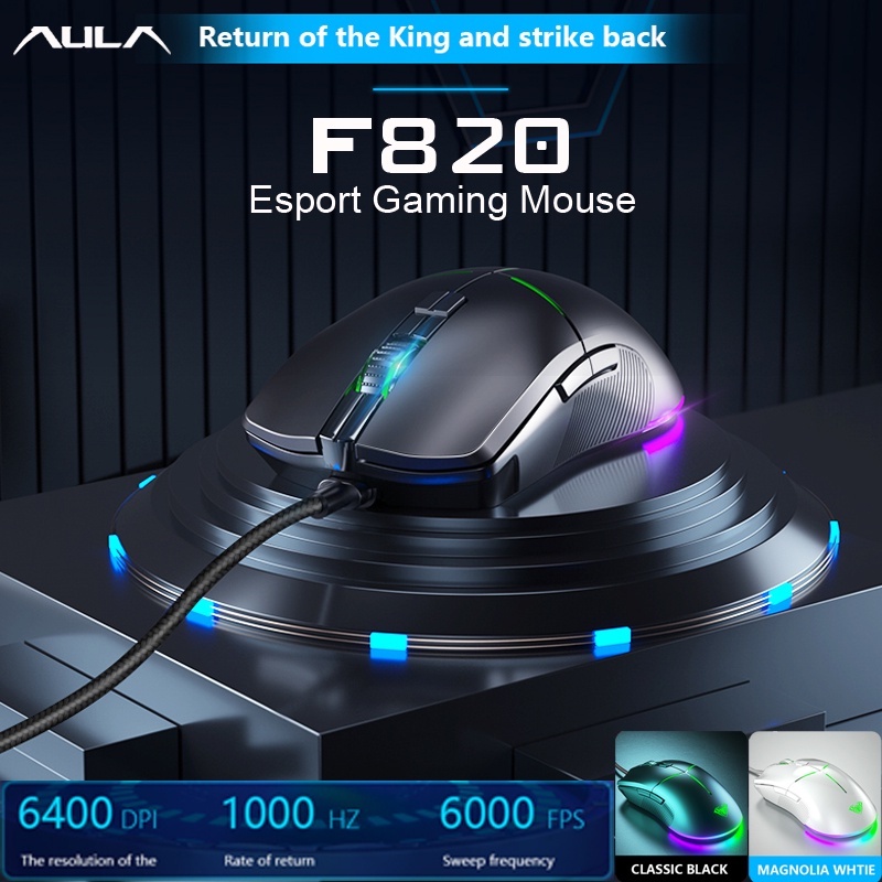 Jual Mouse Gaming Slanted Eyes Aula F820 Black Or White Color Choose It