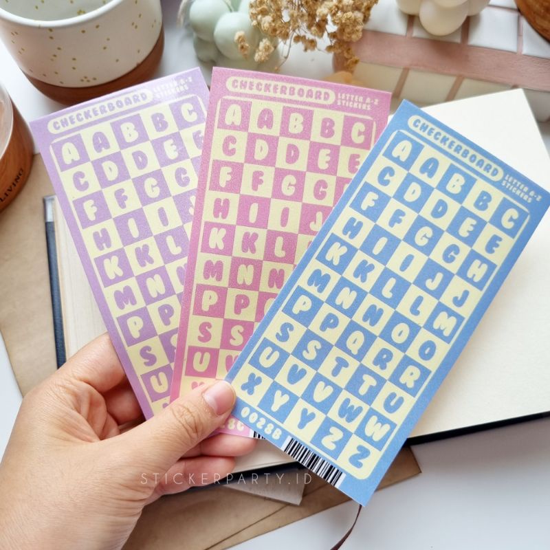 Jual Stiker Glitter Huruf A-Z Abjad Kotak Warna Pink Biru Ungu Alphabet ...