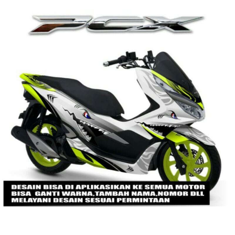 Jual decal PCX 150 white Baby shark decal costum pcx fullbody | Shopee ...