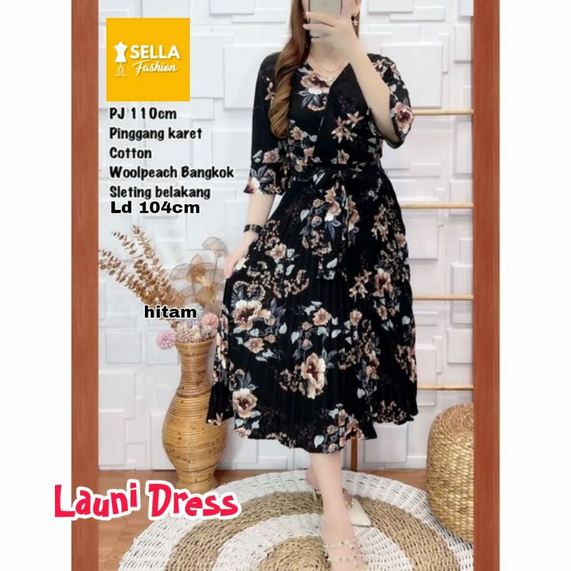 Jual LAUNI DRESS MATT WOLPEACH BKK ZIPER BELAKANG | Shopee Indonesia