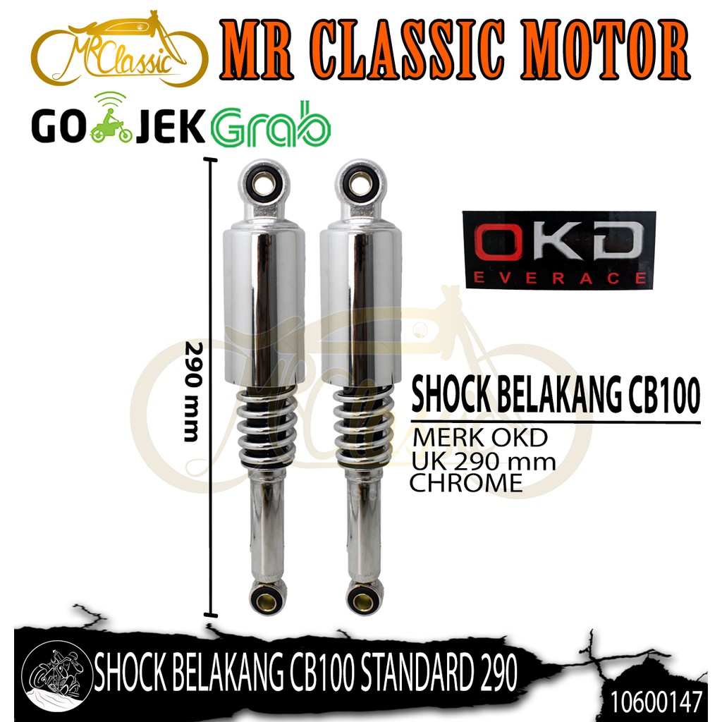 Jual Shock Belakang CB100 Standard Ukuran 290 Chrome | Shopee Indonesia