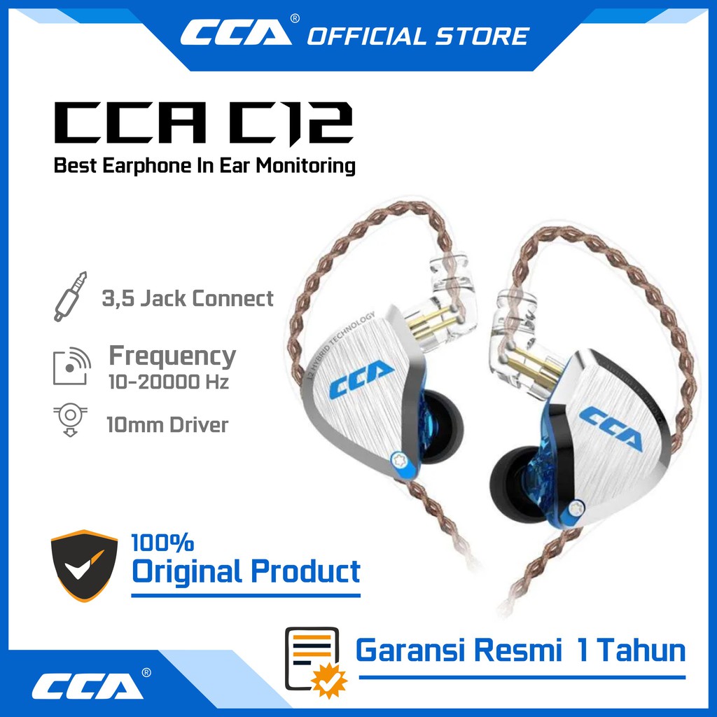 Jual CCA C12 with Mic Earphone 5BA+1DD 6 Driver Metal Faceplate | Shopee Indonesia