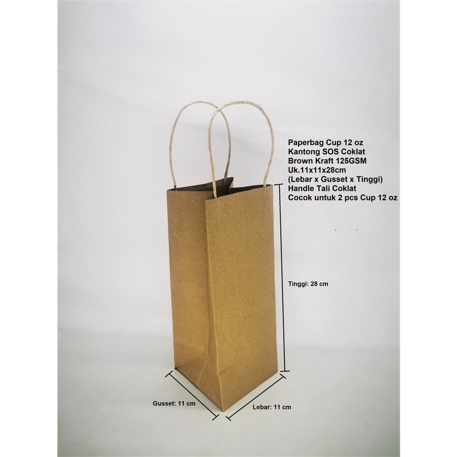 Jual Paperbag Coklat 12 oz 11x11x28cm 125 gsm + Tali kertas | Shopee ...