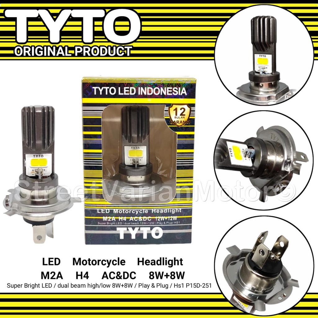 Jual Lampu Depan Motor TYTO M2A LED 2 Sisi H4 / HS1 AC DC | Shopee ...