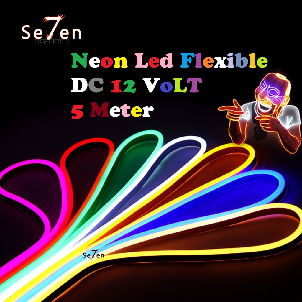Jual Lampu LED Neon Flex LED Strip Flexible 5Meter DC 12V IP65 WATERPROOF Satu Warna 5M | Shopee ...